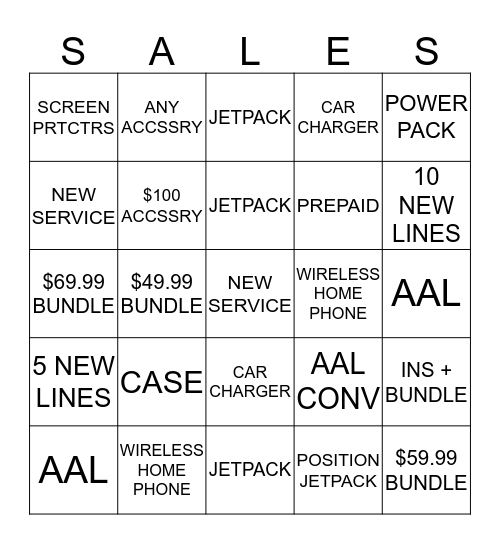TELESALES BINGO Card