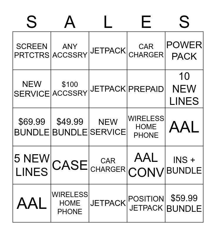 TELESALES BINGO Card