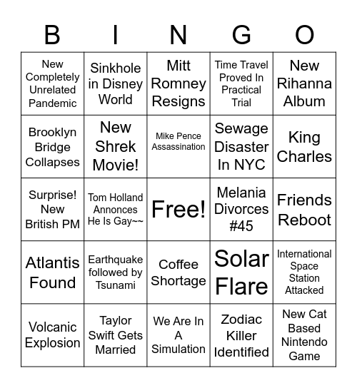 2021 Bingo Sheet Bingo Card