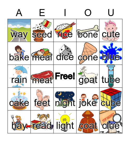 LONG VOWEL SOUNDS Bingo Card