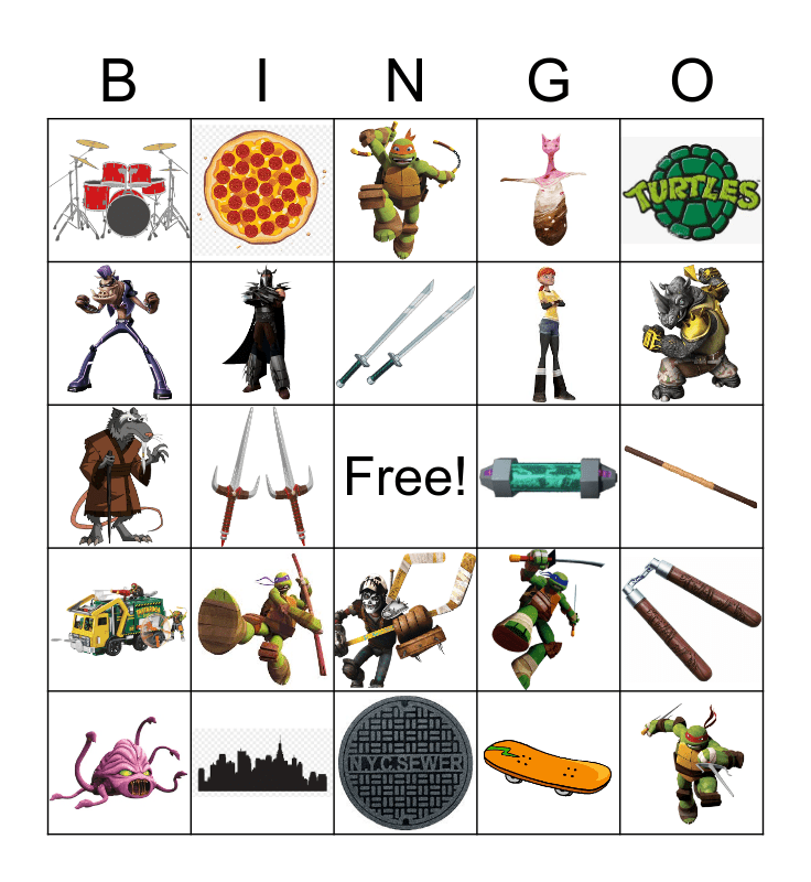 Teenage Mutant Ninja Turtle Bingo Card
