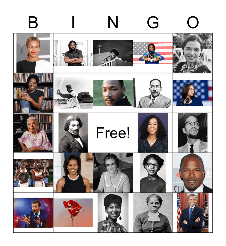 Amazing People in Black History Bingo Card