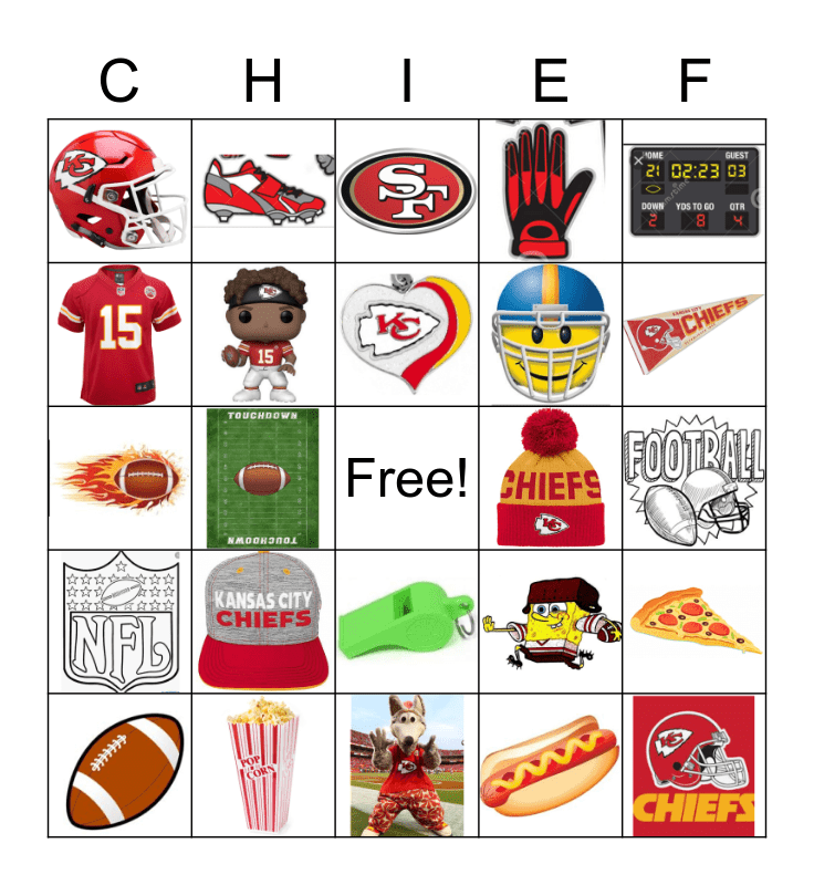 KANSAS CITY CHIEFS BINGO Card