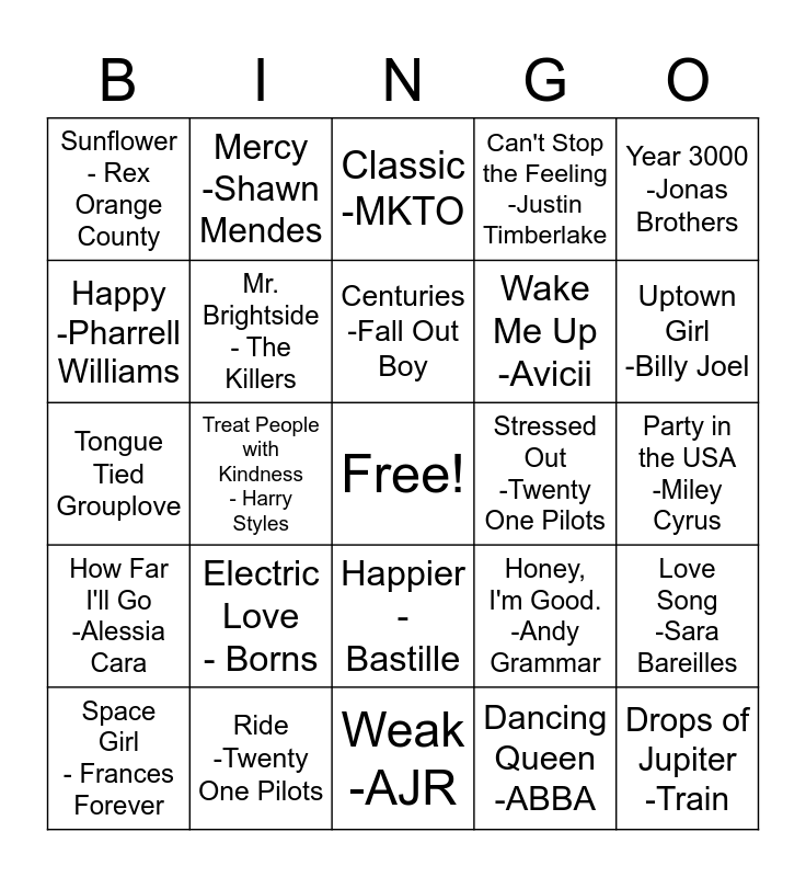 Nashville Music Bingo Card 2 Bingo Card