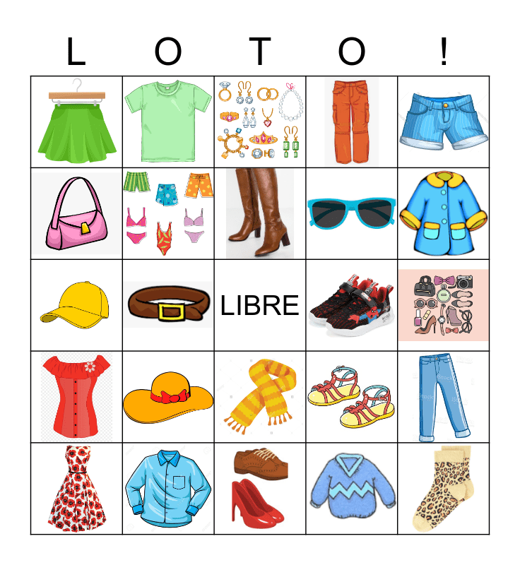 Les vêtements Bingo Card