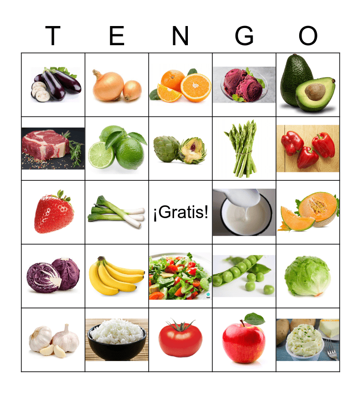Lotería - Comida Bingo Card