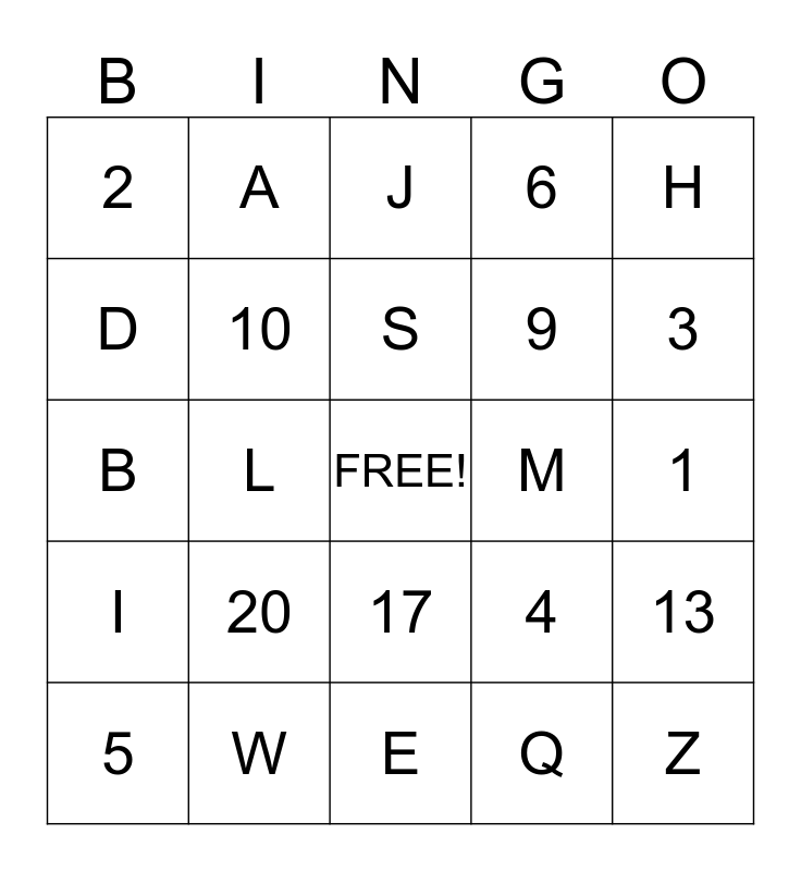 Fun Day Friday Bingo Card