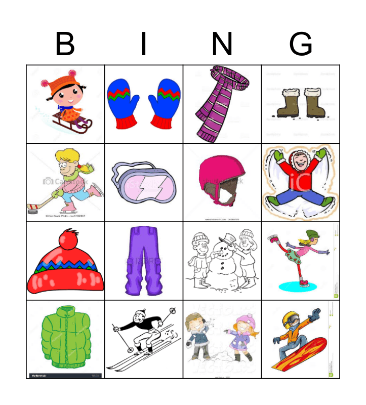 SNOW Bingo Card