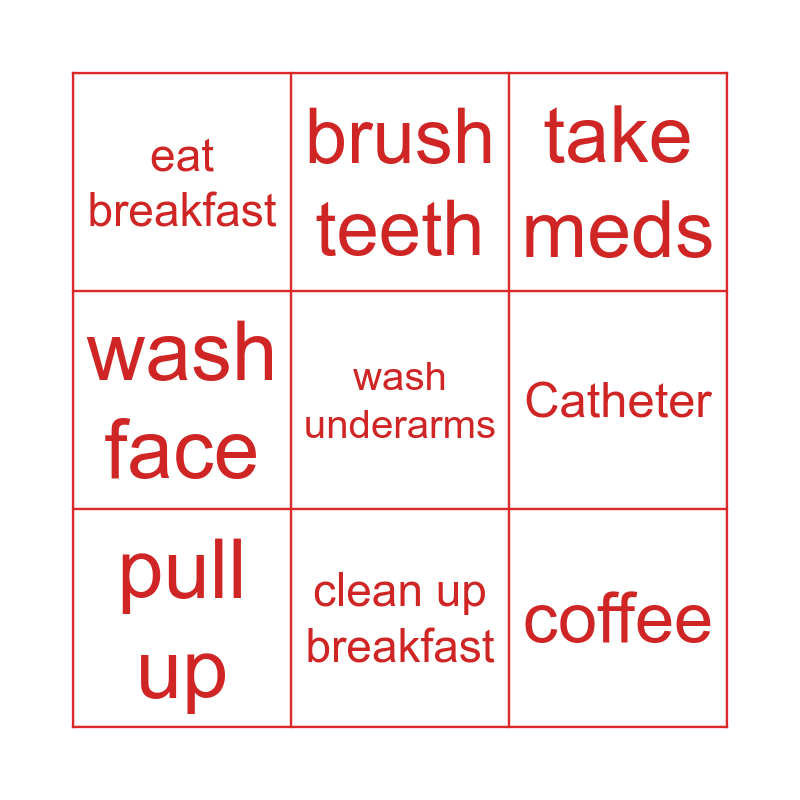 Morning Routine Bingo Card