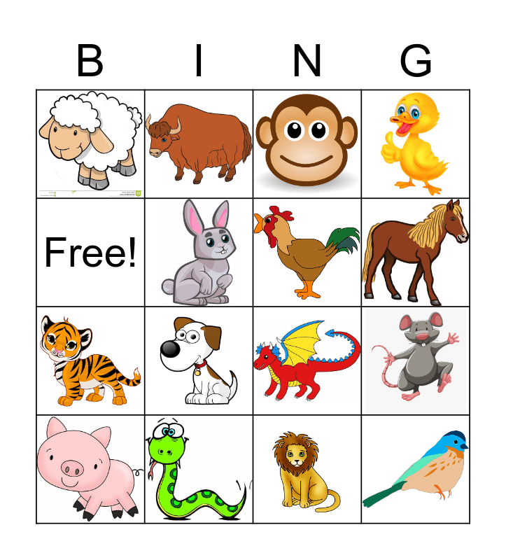 Chinese Zodiac Bingo Card