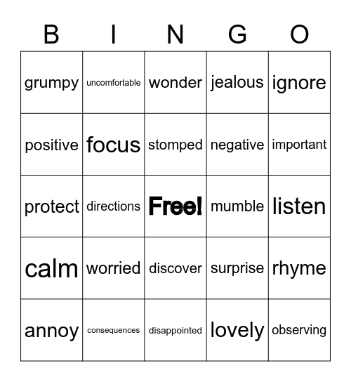 First Grade Bingo Card