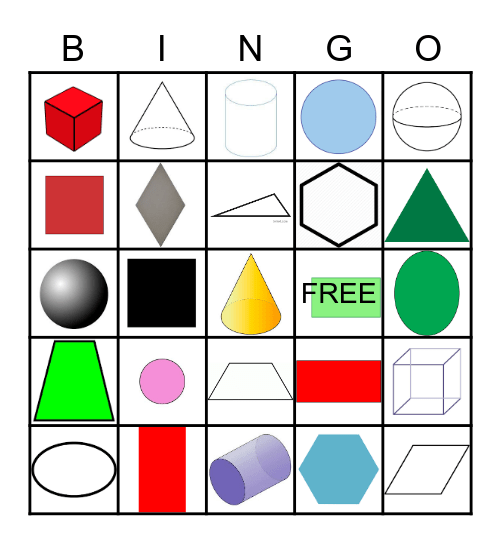 2D and 3D Shapes Bingo Card
