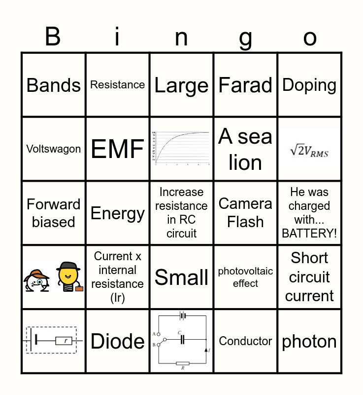 S5 Electricity Bingo Card