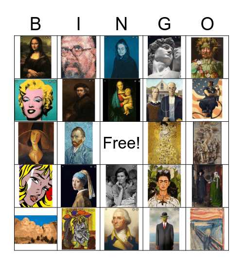 Famous Portraits Bingo Card