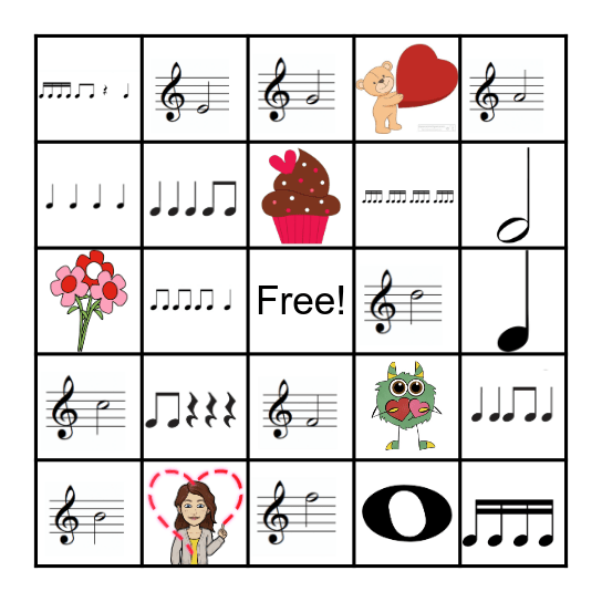 Valentine's Day Music Review Bingo Card