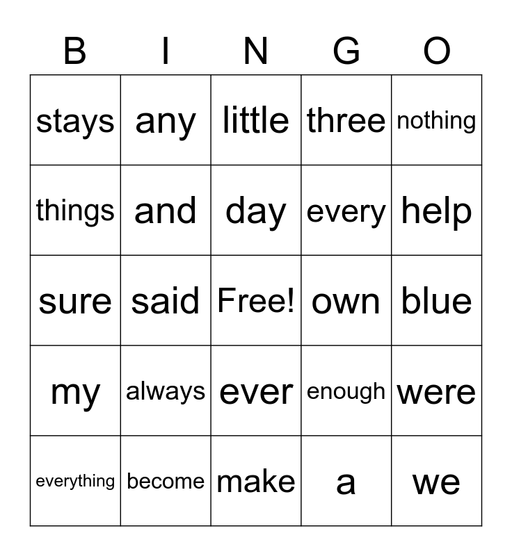 Sight Words Unit 3 Week 1 & 2 & Unit R Bingo Card