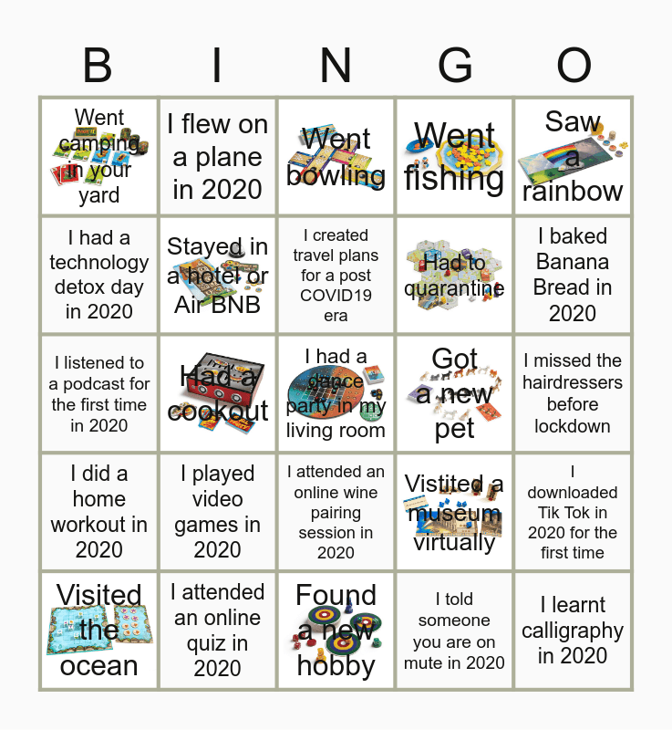 2020 Year End BINGO Card