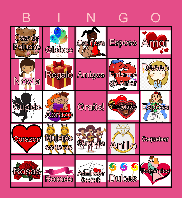 Día de San Valentín Bingo Card