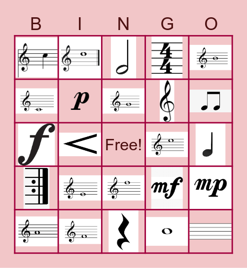 Music Symbol BINGO Card