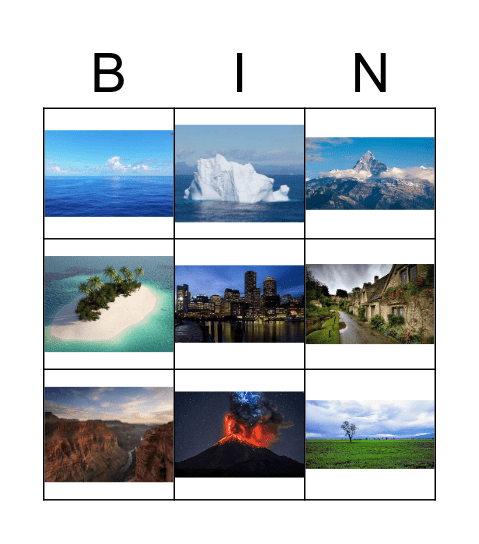 Landscapes Bingo Card