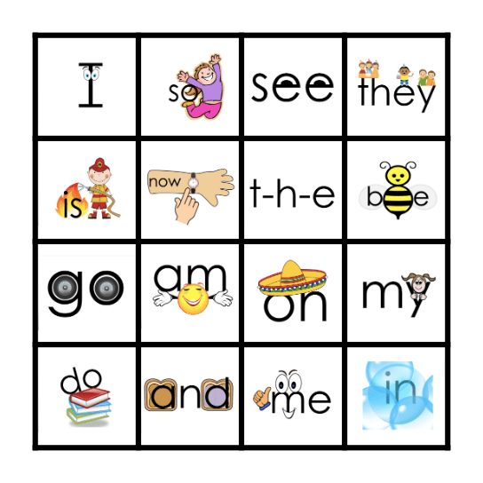 F&P Sight Words Bingo Card