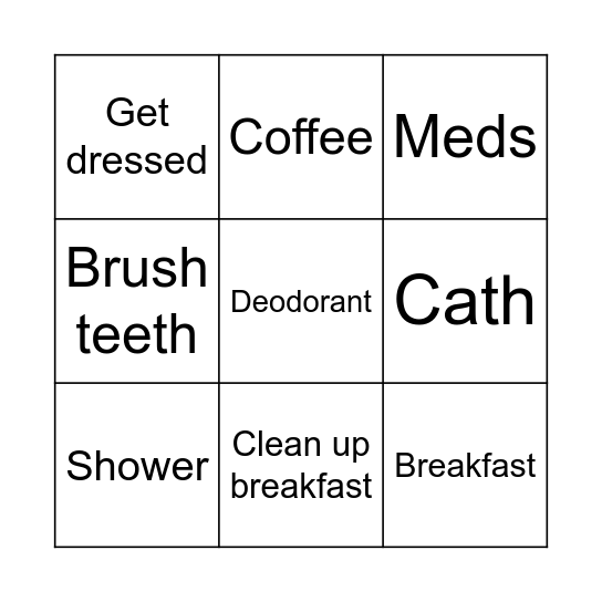 Morning Routine Bingo Card