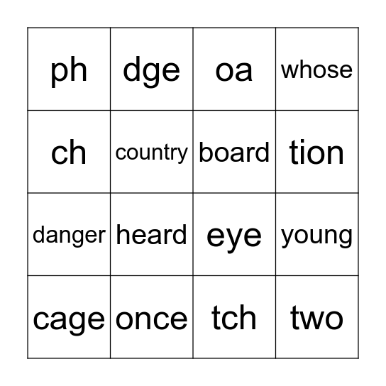 Saxon Phonics L 88 Bingo Card