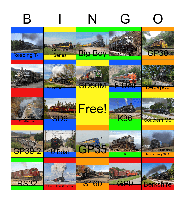 Freight Locomotives Bingo Card