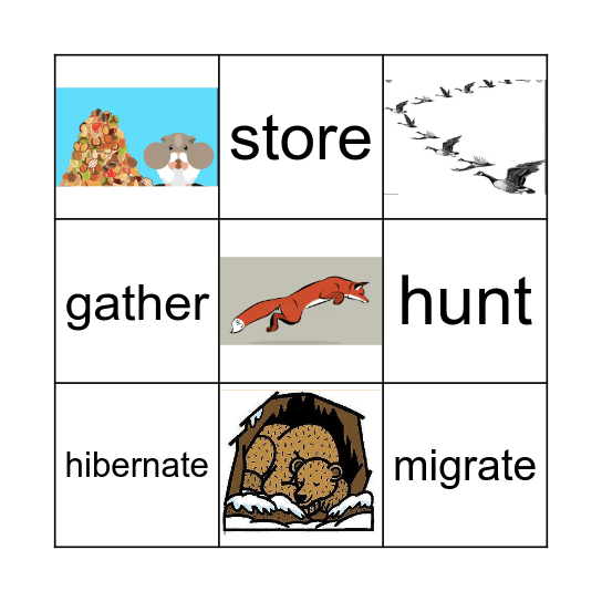 Animals in Winter Bingo Card