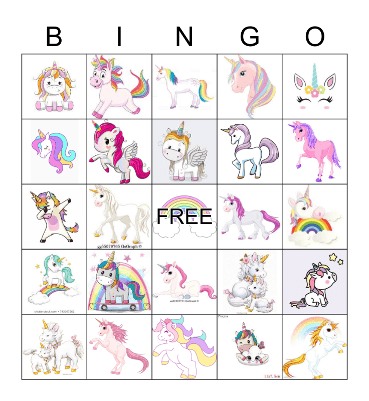 UNICORN Bingo Card