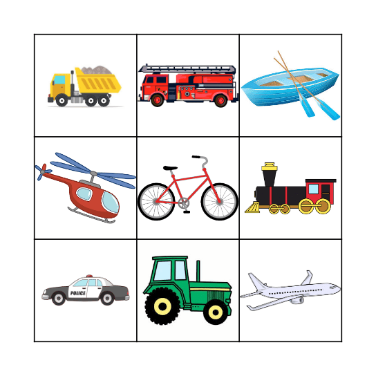 Transportation bingo Card