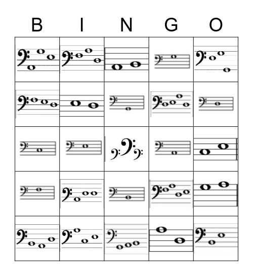 Bass Clef Bingo Card