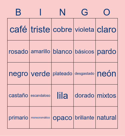 Los Colores Bingo Card