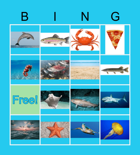 SEA ANIMALS! Bingo Card