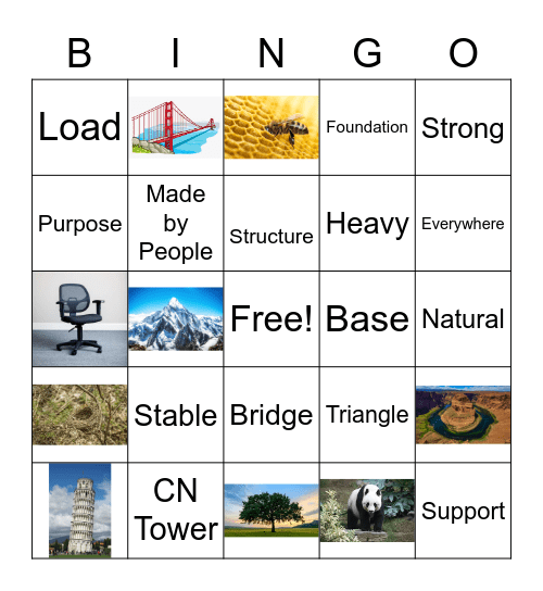 Structures Bingo Card