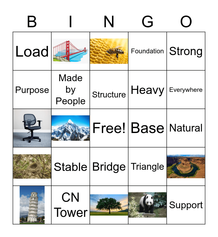 Structures Bingo Card