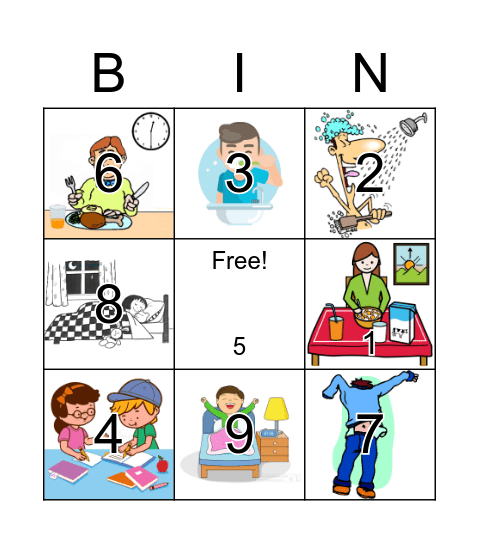 Daily Routines Bingo Card