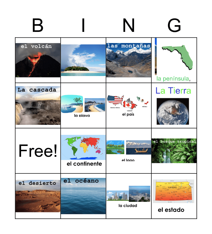 4.U2.1 South American landforms Bingo Card