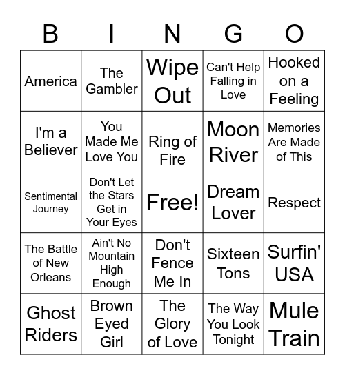 Music Bingo February 2022 Bingo Card