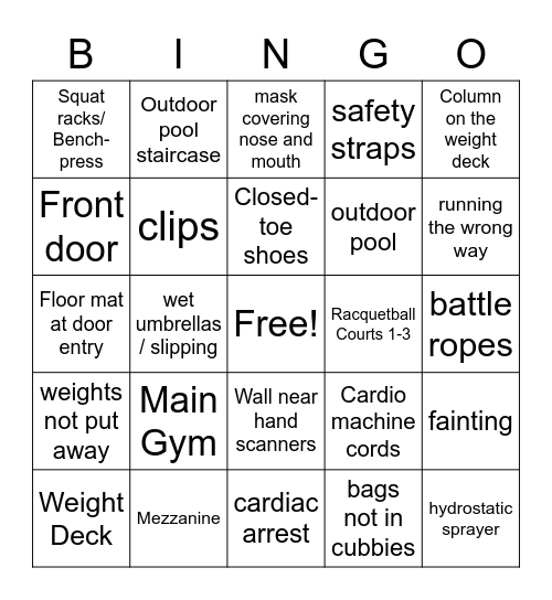 Identifying Risk Bingo Card