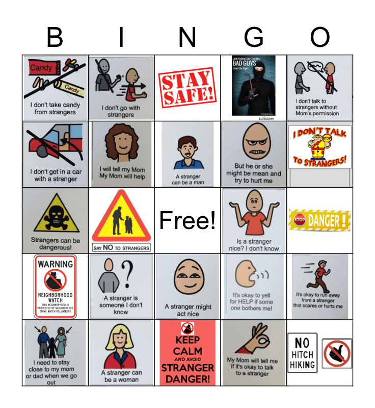 Stranger Danger Bingo Card