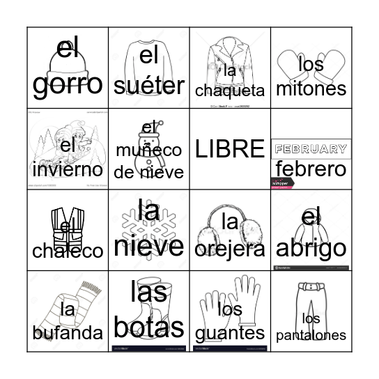 El invierno Bingo Card