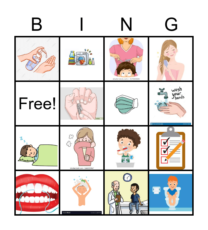 Personal Hygiene Bingo Card