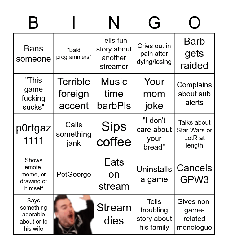 Barb Stream Bingo Card