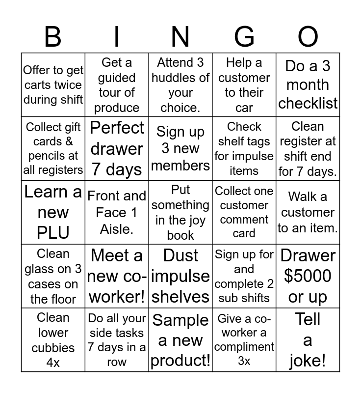 Front End Bingo Card