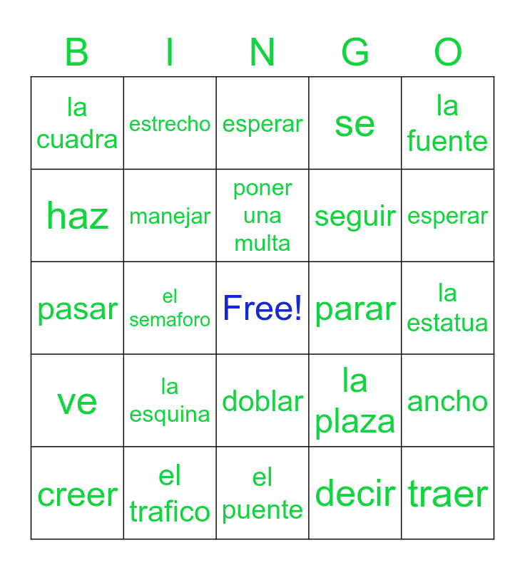 CH 3B REALIDADES Bingo Card