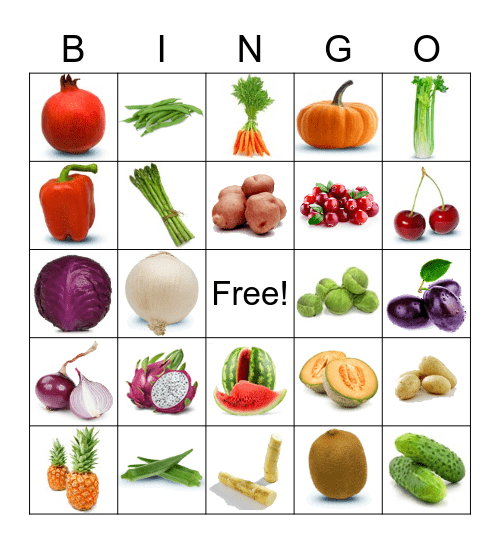 Fruits & Veggies Bingo Card