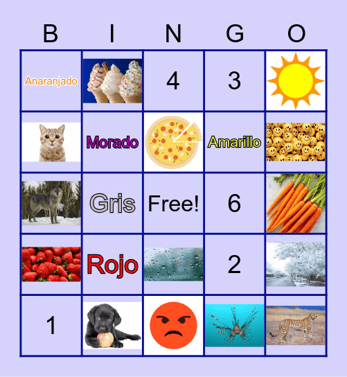 Spanish- Kindergarten Bingo Card