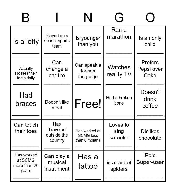 SCMG BLACKOUT BINGO Card