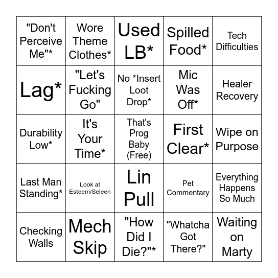 EX Night V3.1 Bingo Card